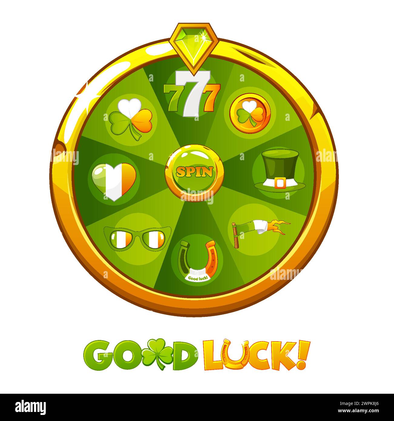 Green Lucky Wheel of Fortune, Spin for St.Patrick Day. Lucky spin ...