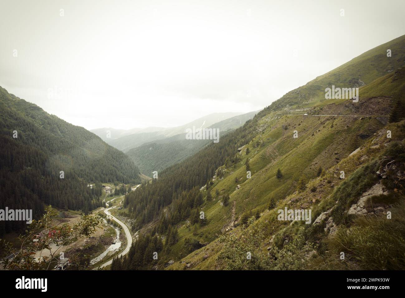 Misty view of trans fagarasan route mountain pass in 2000 meters Stock ...