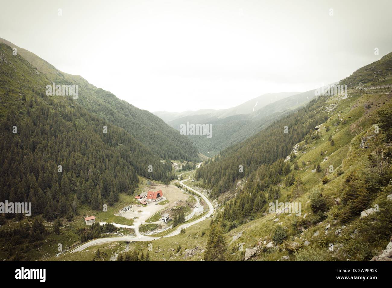 Misty view of trans fagarasan route mountain pass in 2000 meters Stock ...