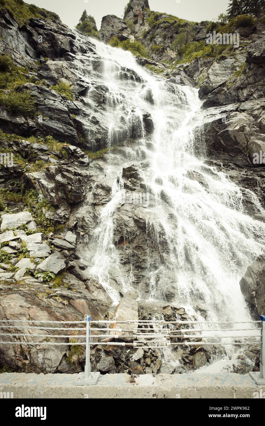 Misty view of trans fagarasan route mountain pass in 2000 meters Stock ...