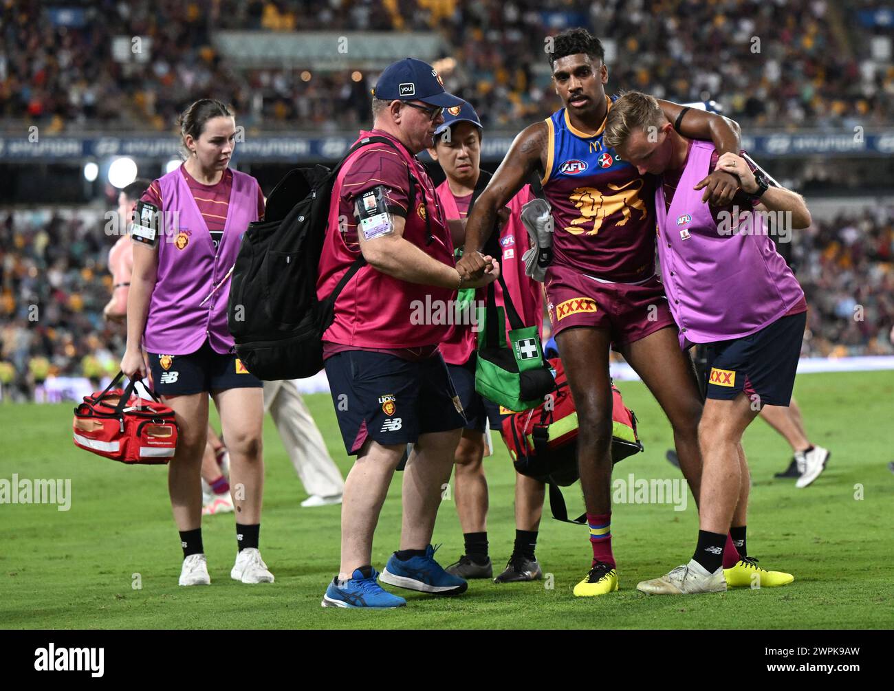 Brisbane, Australia. 08th Mar, 2024. Keidean Coleman (centre) of the ...