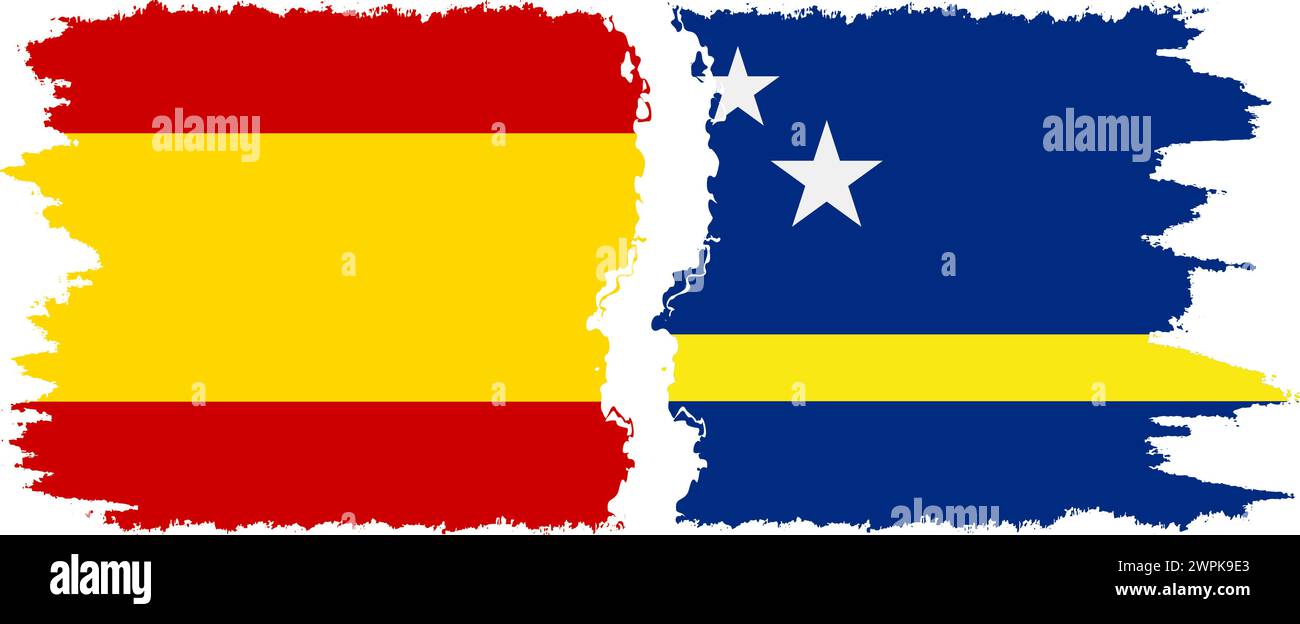 Curacao and Spain grunge flags connection, vector Stock Vector Image ...