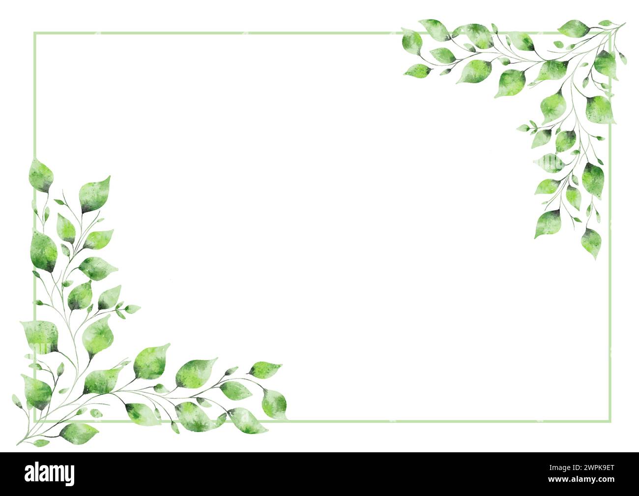 Decorative hand painted watercolour leaves border design Stock Vector ...