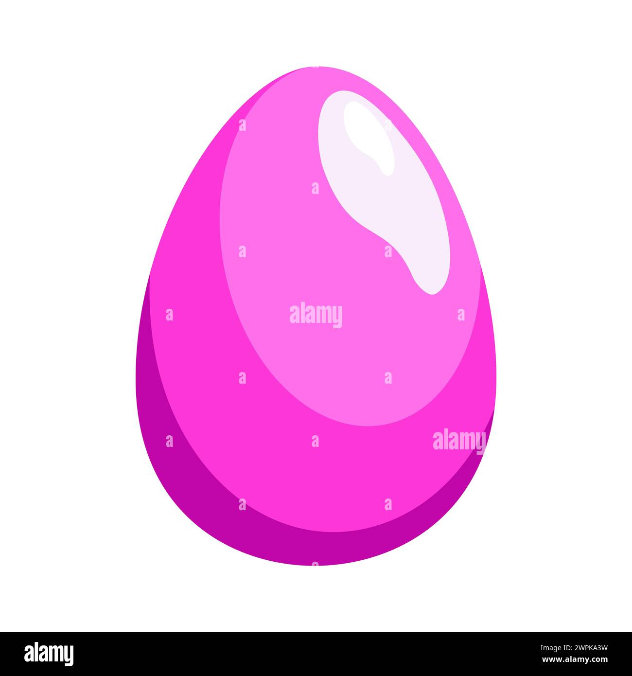 Pink Easter egg isolated on white background. Illustration in flat ...