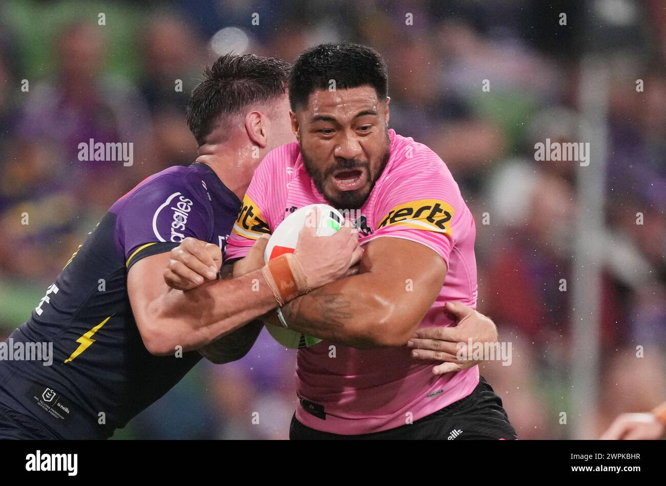 Melbourne, Australia. 08th Mar, 2024. Moses Leota of the Panthers is ...