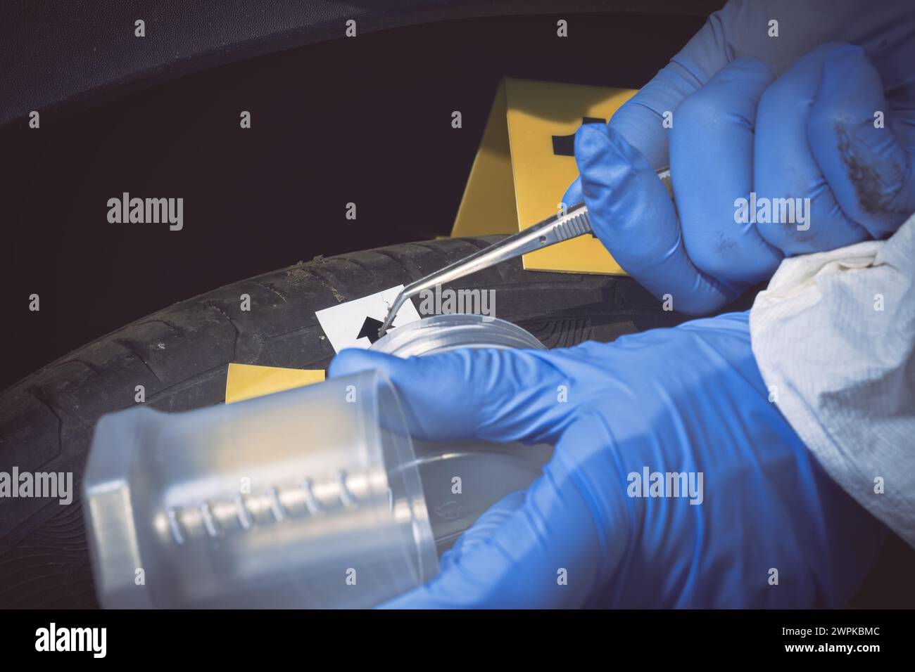 Crime scene investigation - collecting of evidences of soil samples on ...