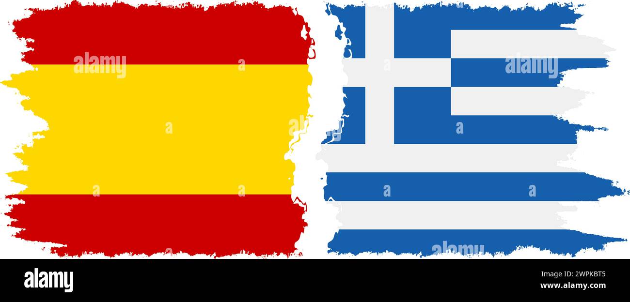 Greece and Spain grunge flags connection, vector Stock Vector Image ...