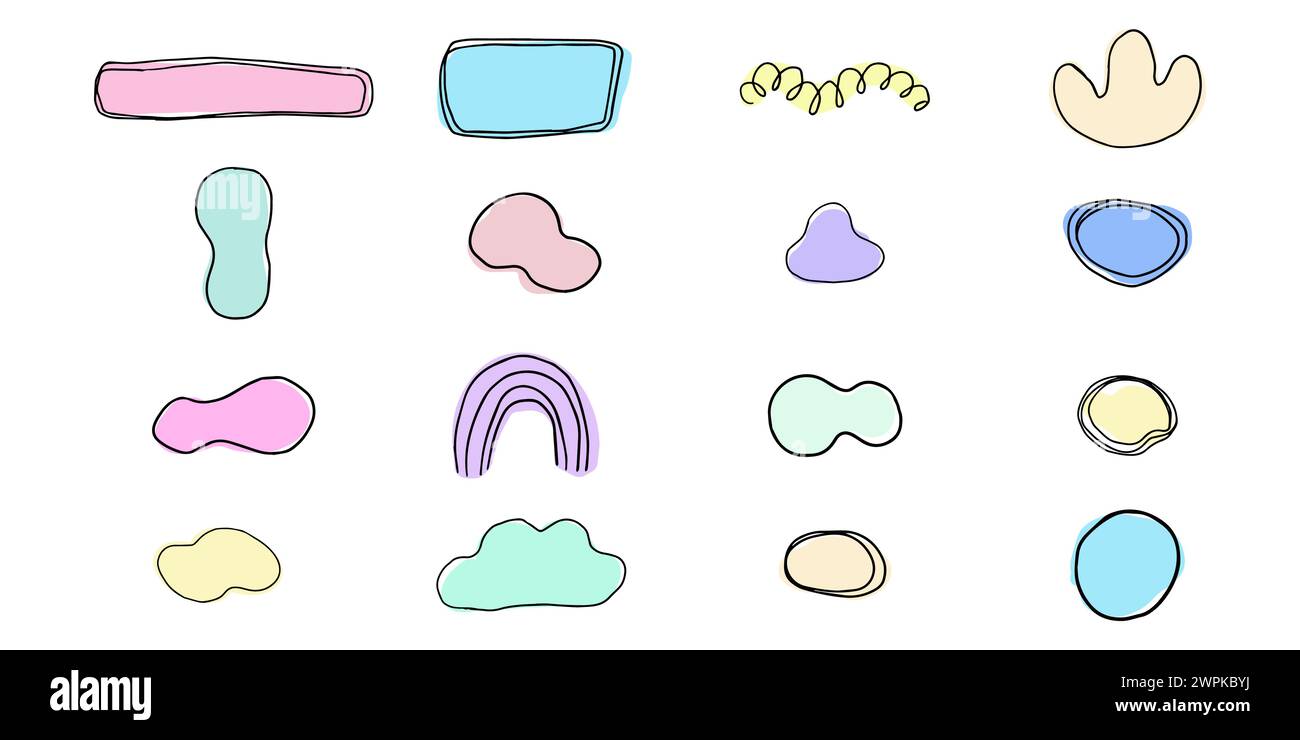 Organic blob soft shape y2k abstract comic element with line decoration ...