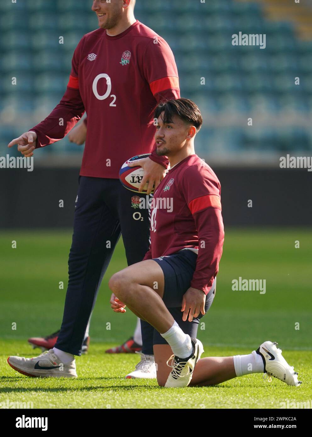 England's Marcus Smith during a team run at Twickenham Stadium, London ...