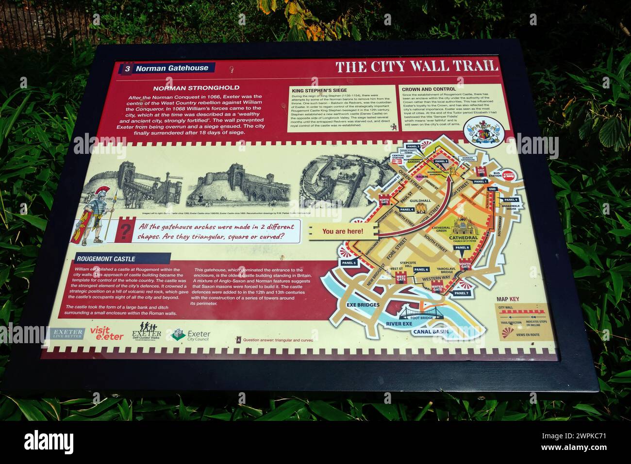 Rougemont Castle (also known as Exter Castle) gatehouse and city trail ...