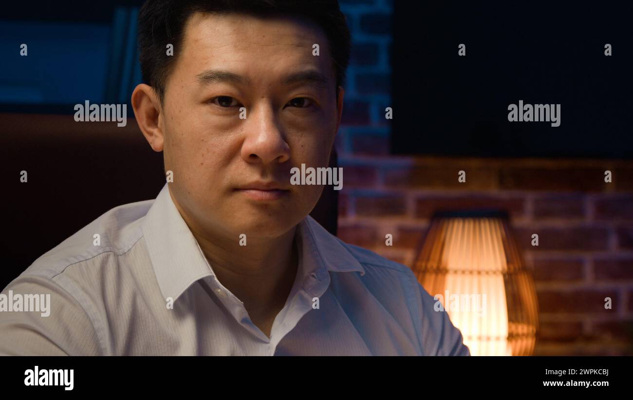 Serious Asian entrepreneur employer Korean businessman typing laptop ...