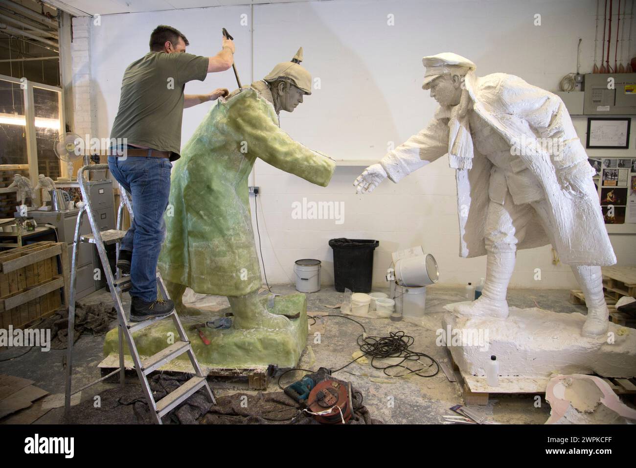 17/11/14 Terry Ingram works to remove fibre glass and silicon rubber ...