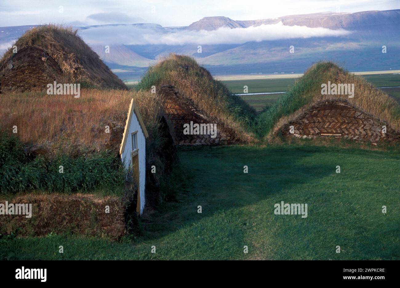 Historic turf buildings at Glaumbaer, northcentral Iceland Stock Photo ...