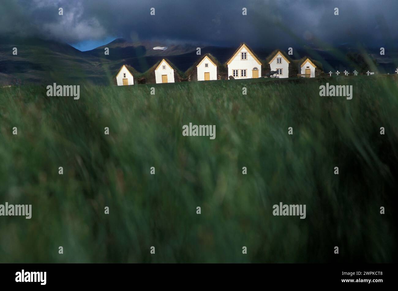 Historic turf buildings at Glaumbaer, northcentral Iceland Stock Photo ...