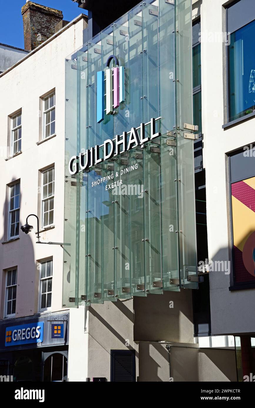 View of the Guildhall Shopping Centre glass front along High Street in ...