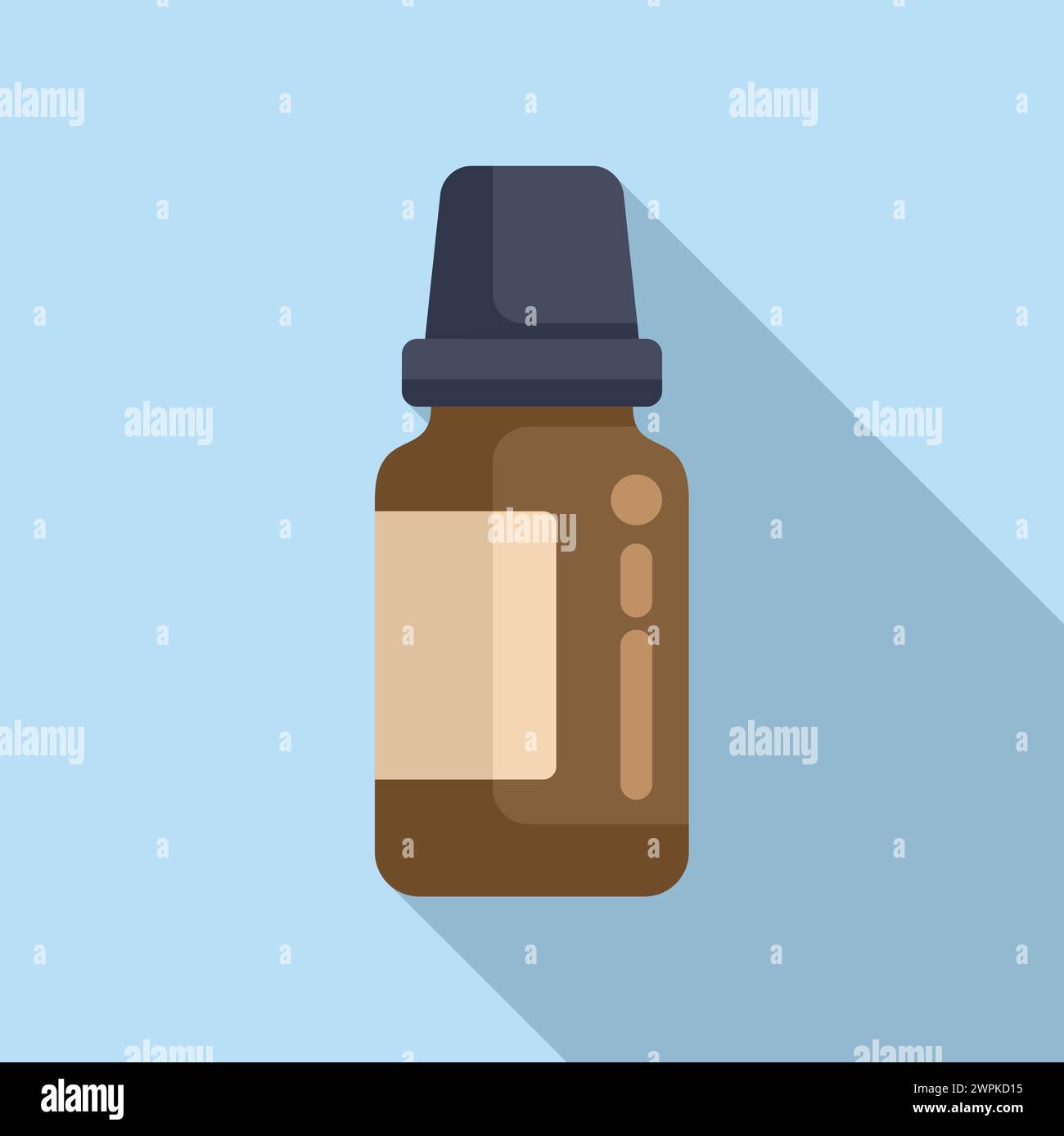 Medical bottle icon flat vector. Strong potion vitamin. System jab ...