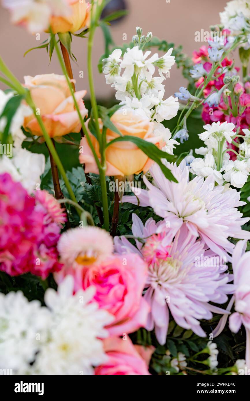 variety of flowers bloom bouquet rose greenery Stock Photo - Alamy
