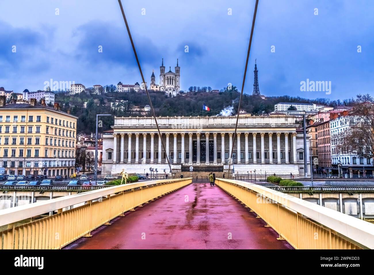Soane River Pedestrian Bridge Palais du Justice Lyon France Stock Photo ...