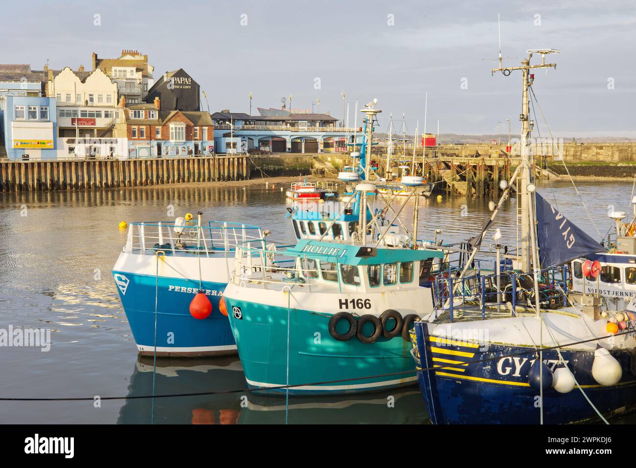Fishing boats at Bridlington Harbour in the East Riding or Yorkshire UK ...