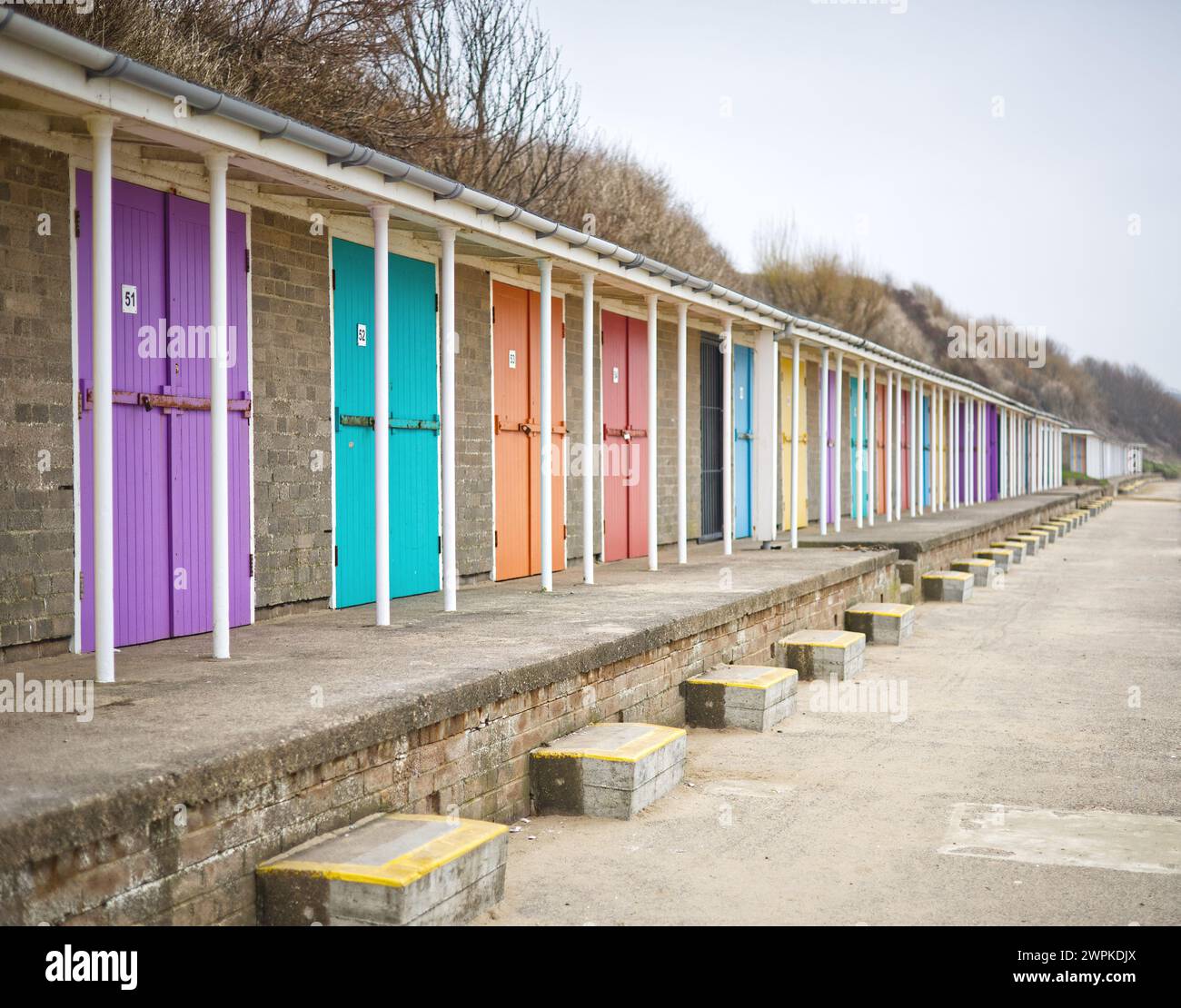 Bridlington seaside town in the East Riding or Yorkshire UK, beach huts ...