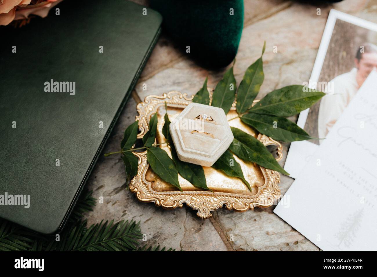 Wedding ring details on wedding day Stock Photo - Alamy