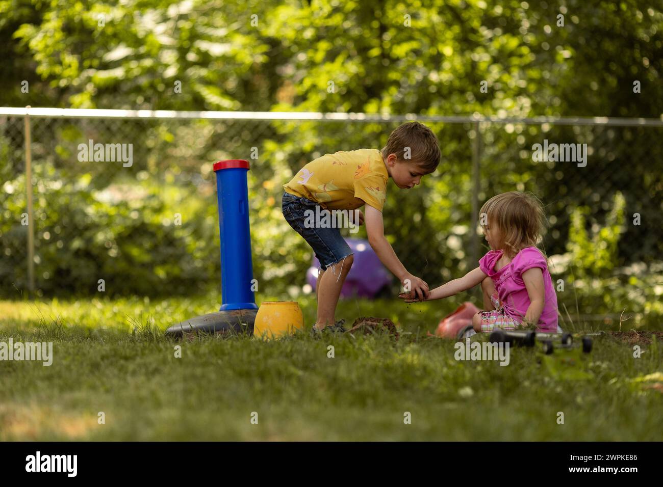 Happy children playing outdoor hi-res stock photography and images - Alamy