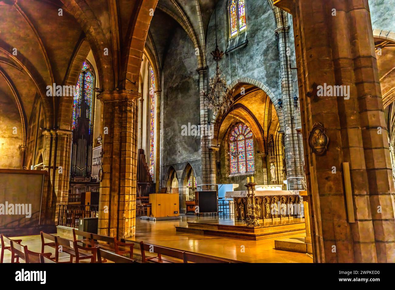 Ancient Medieval Saint Bonaventure Altar Basilica Lyon France Stock ...