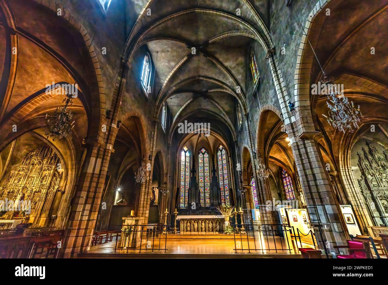 Ancient Medieval Saint Bonaventure Altar Basilica Arches Stained Glass ...