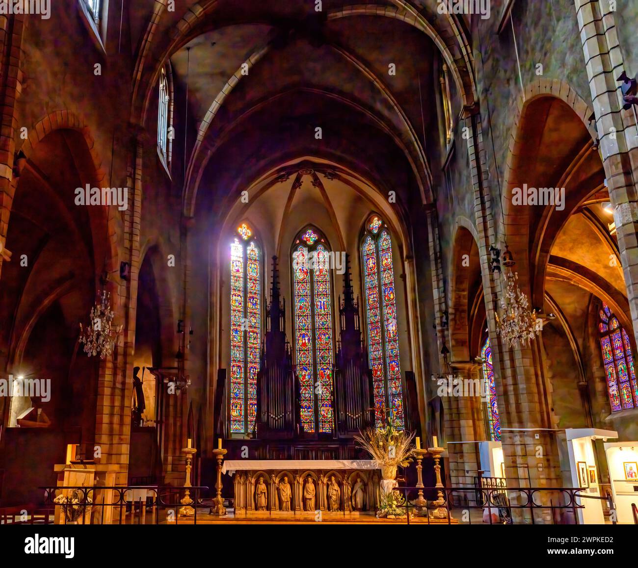 Ancient Medieval Saint Bonaventure Altar Basilica Lyon France Stock ...