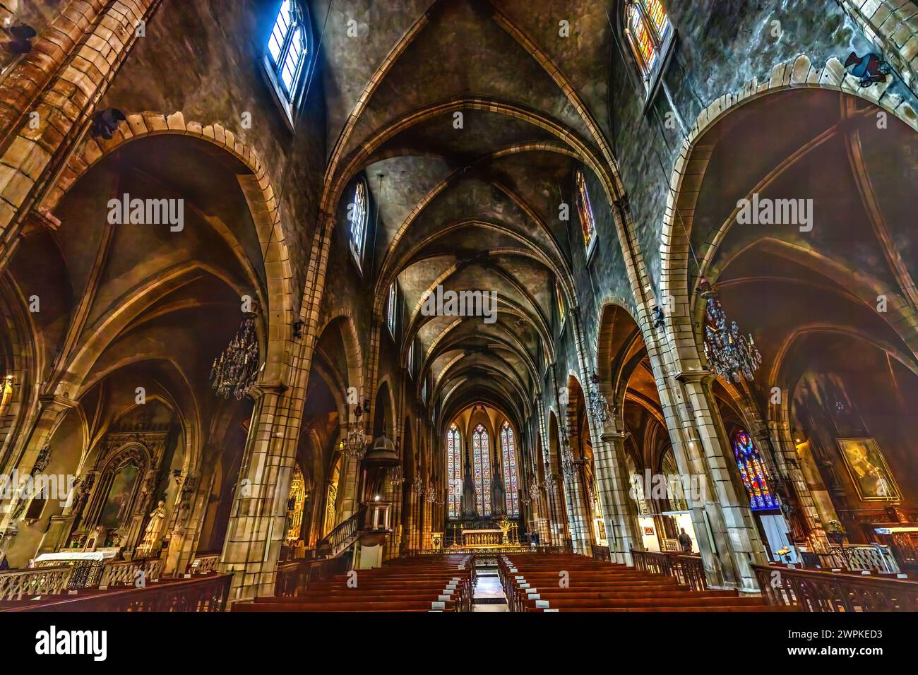 Ancient Medieval Saint Bonaventure Altar Basilica Lyon France Stock ...