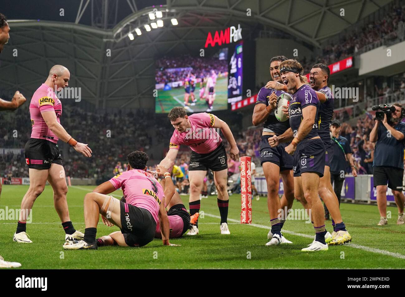Melbourne, Australia. 08th Mar, 2024. Ryan Papenhuyzen and the Storm ...