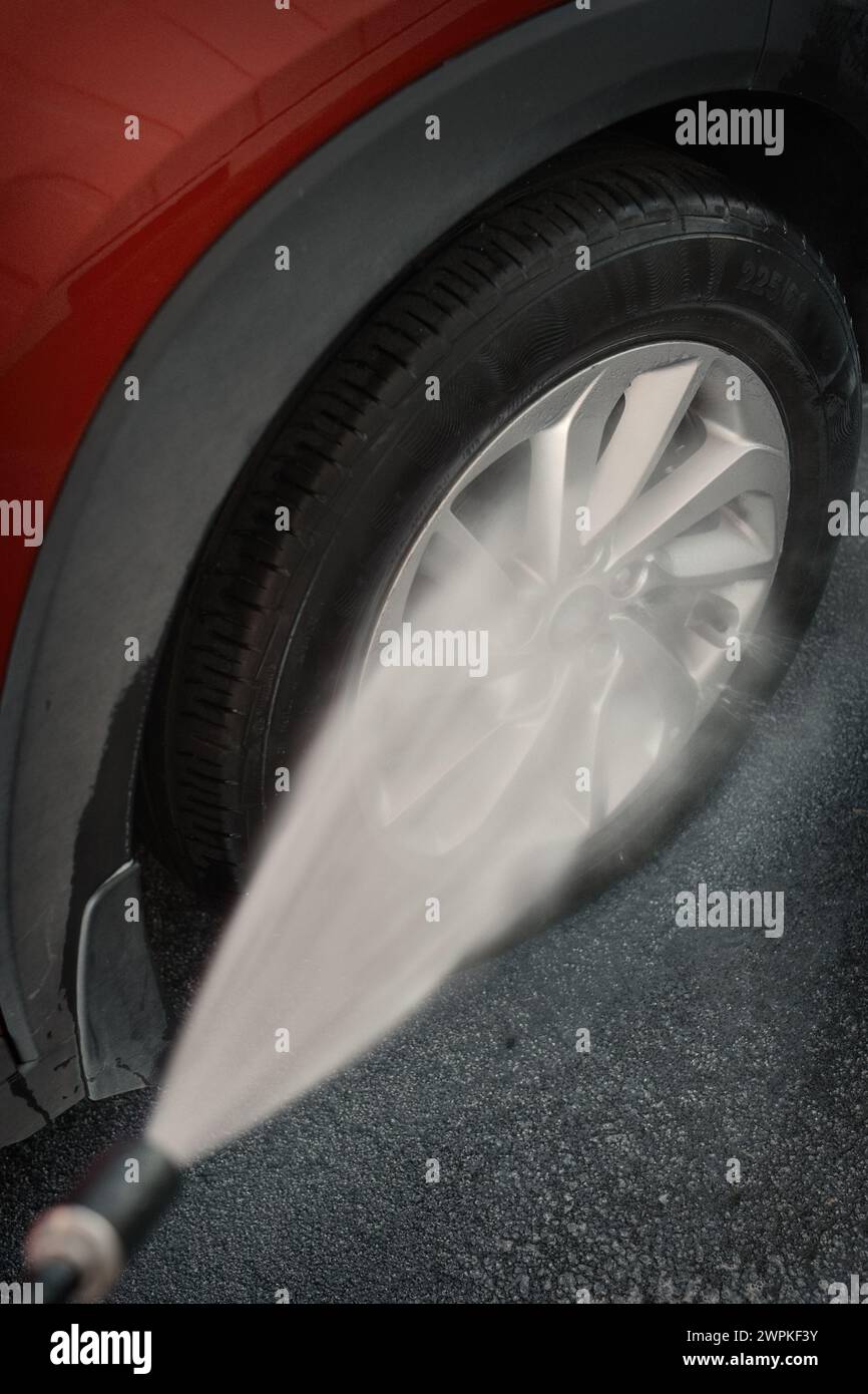 Details of cleaning car parts in self service car wash box Stock Photo ...