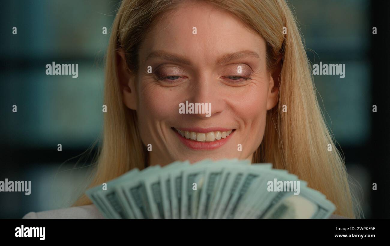 Close up head shot Caucasian 40s woman middle-aged adult businesswoman ...