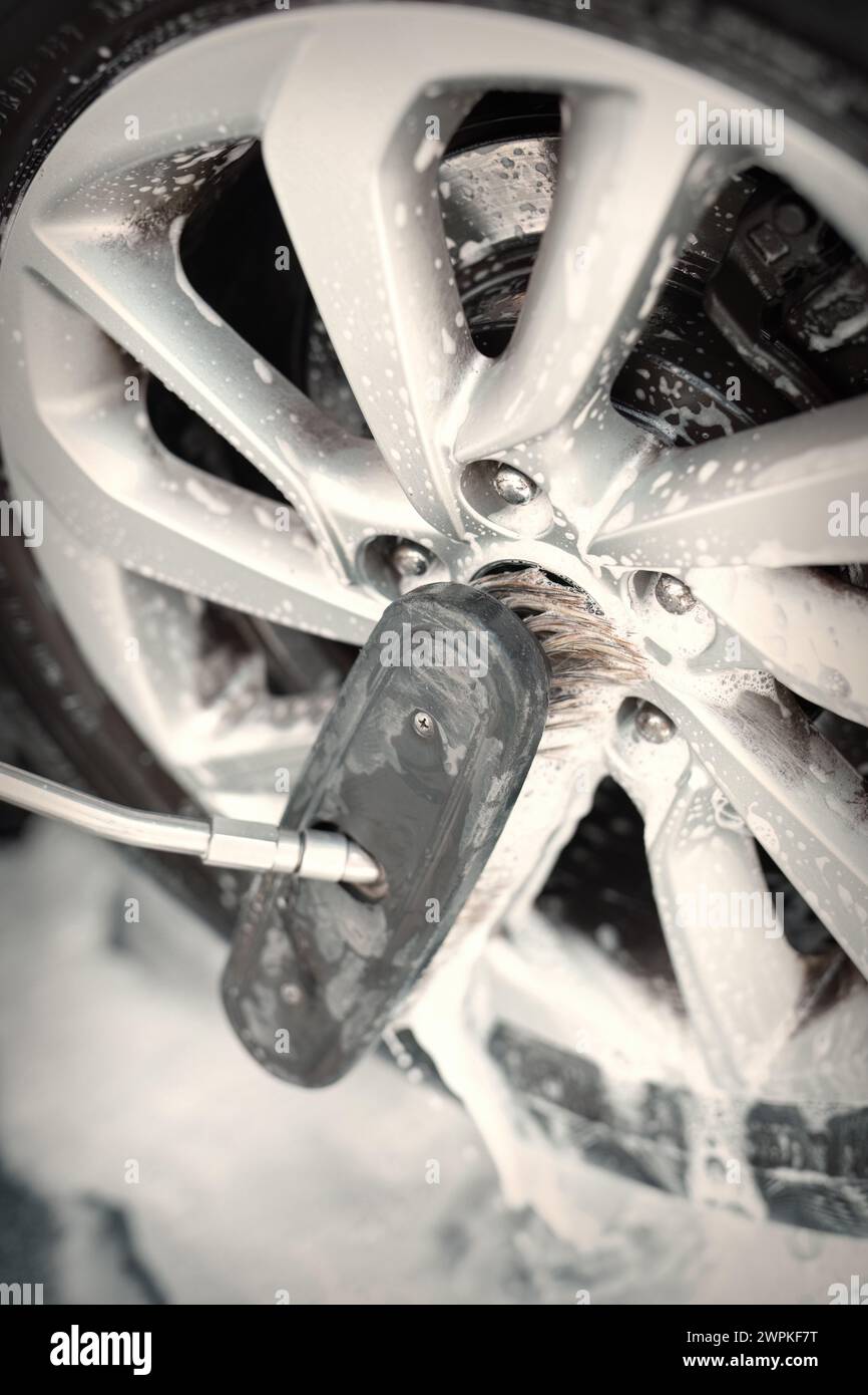 Details of cleaning car parts in self service car wash box Stock Photo ...