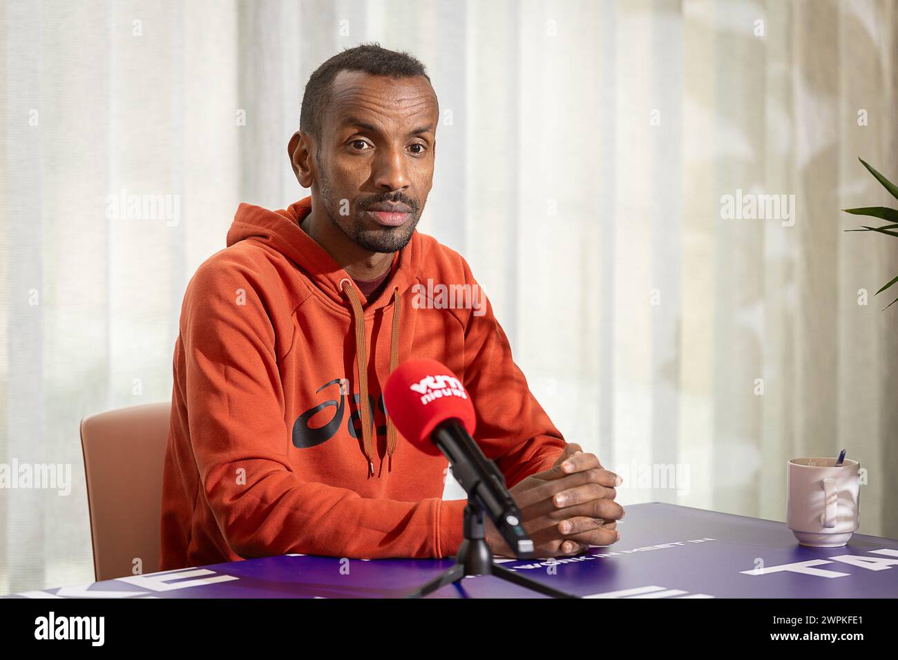 Gent, Belgium. 08th Mar, 2024. Belgian Bashir Abdi pictured during a press conference ahead of ...