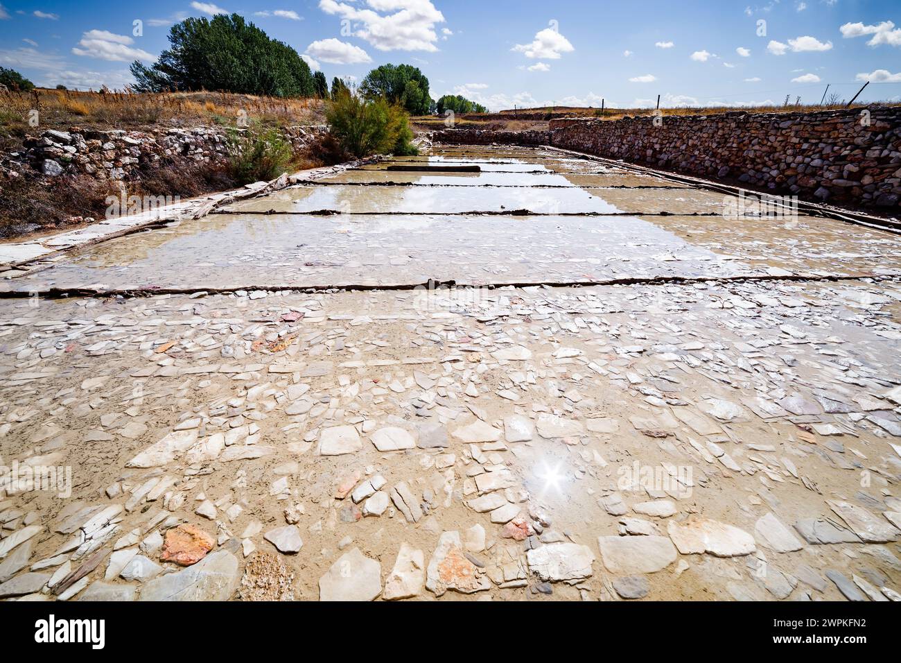 Multiple drying pools at the Pinilla salt flats Stock Photo - Alamy