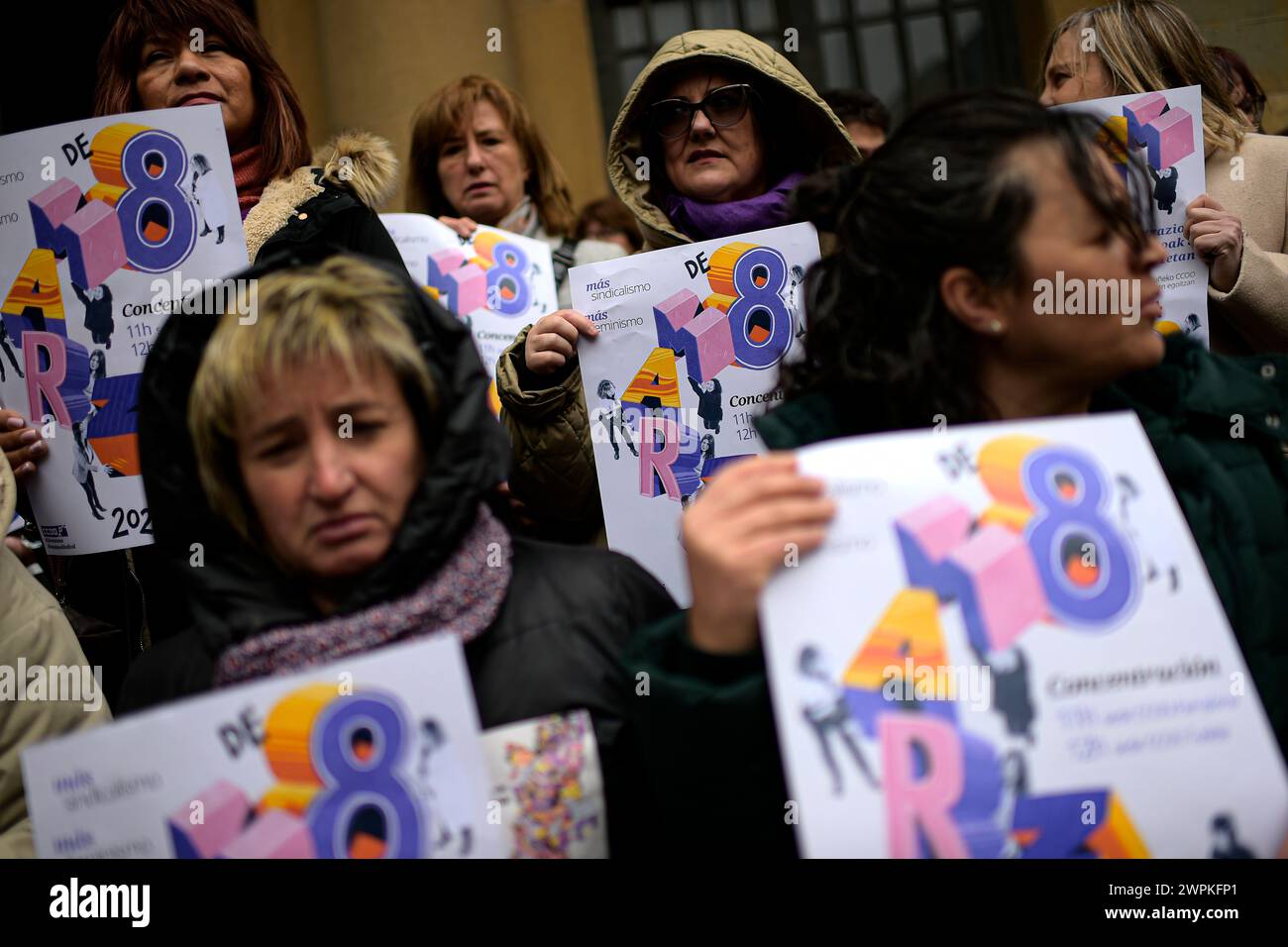 Members of Spanish unions gather during an International Women's Day ...