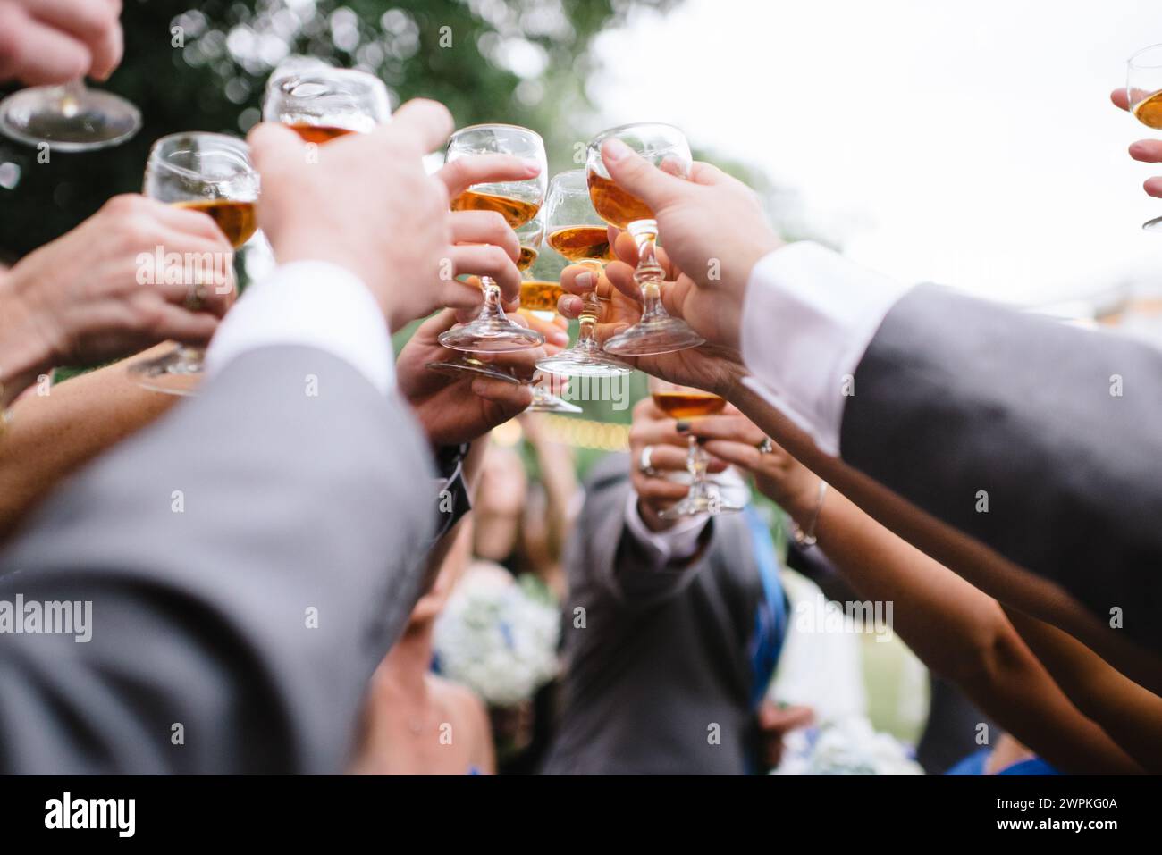 Cheers to Newlyweds Bourbon Toast Stock Photo - Alamy