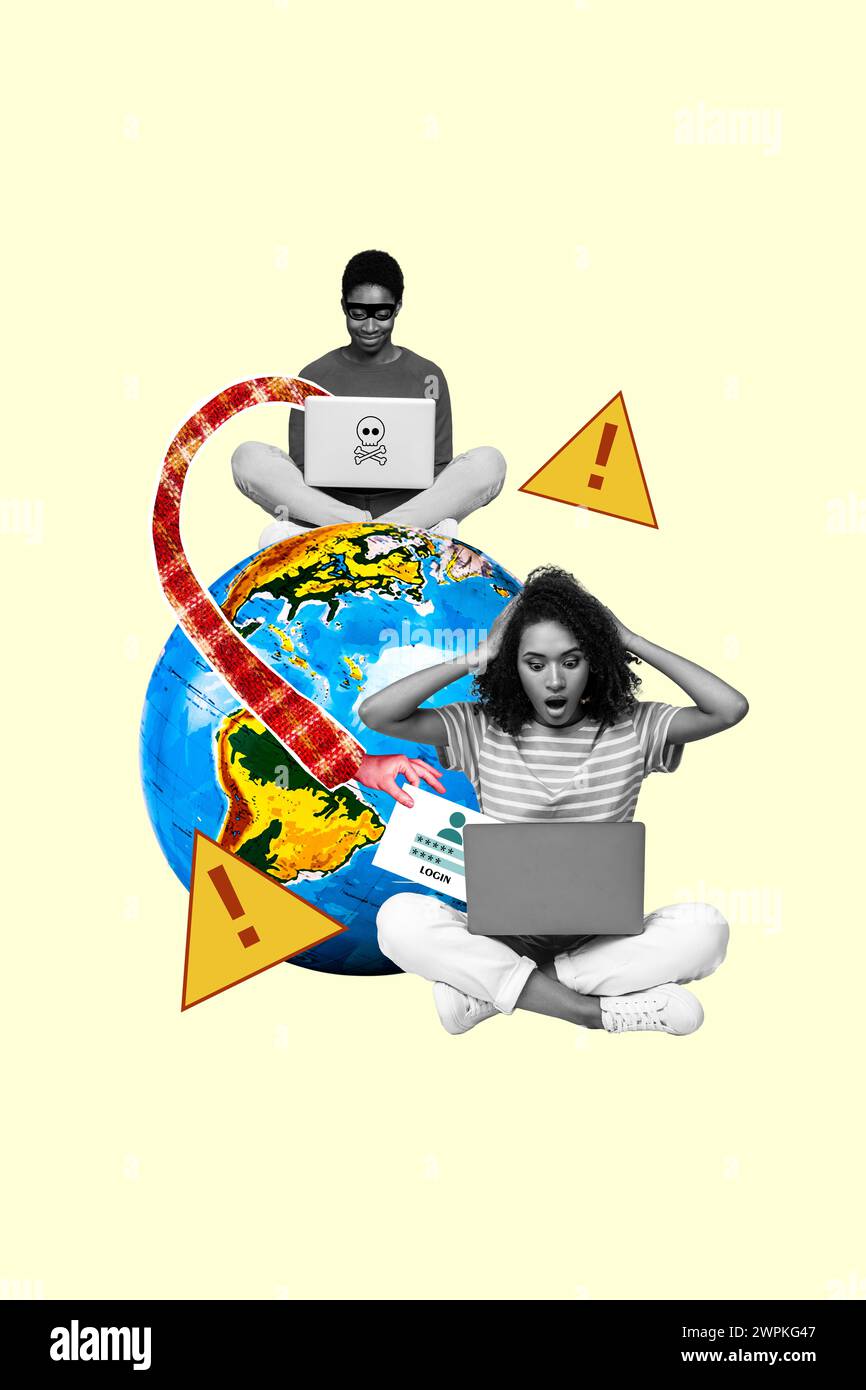 Creative drawing collage picture of bug danger planet earth warning ...