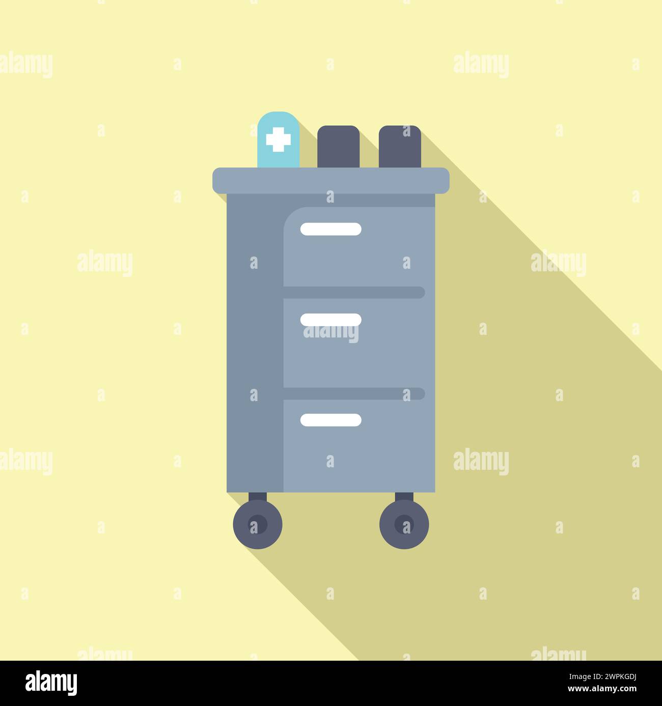 Clinical drawer cart icon flat vector. Healthy insurance. Location new ...