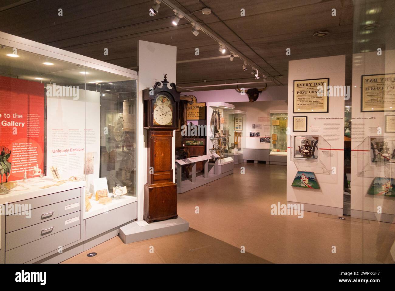 Exhibits in exhibition in Banbury Museum, museum with displays ...