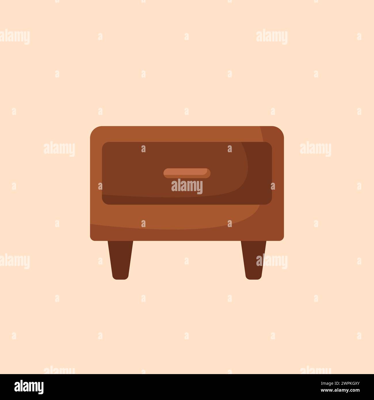 Home interior vector. A bedside table with books, a clock, a lamp. An ...