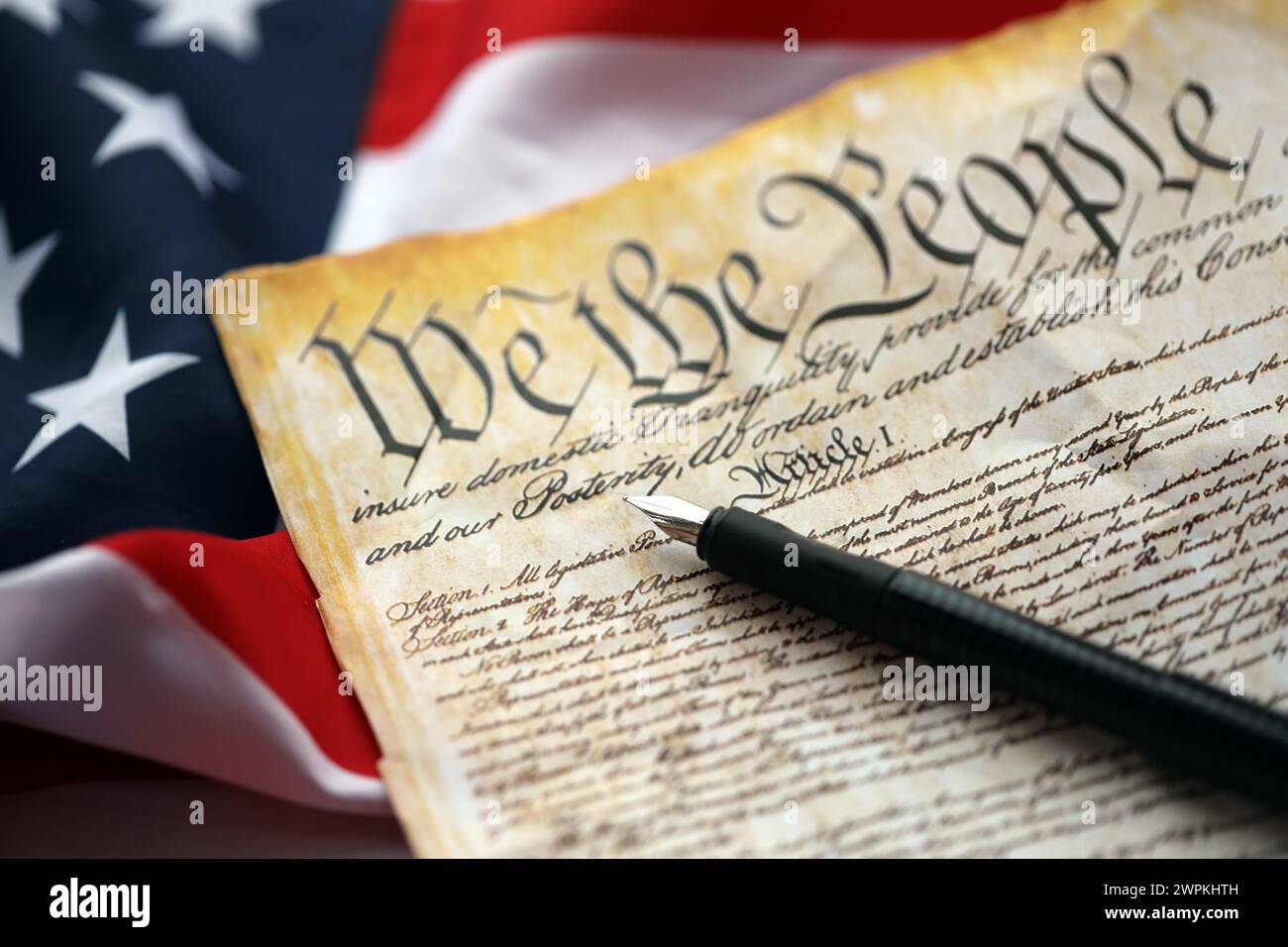Preamble to the Constitution of the United States and American Flag ...