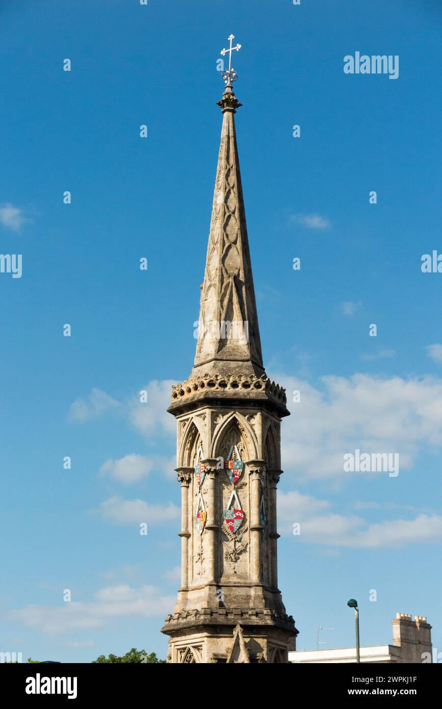 Top of Banbury Cross, Banbury, UK, on a sunny day with blue sky / skies ...