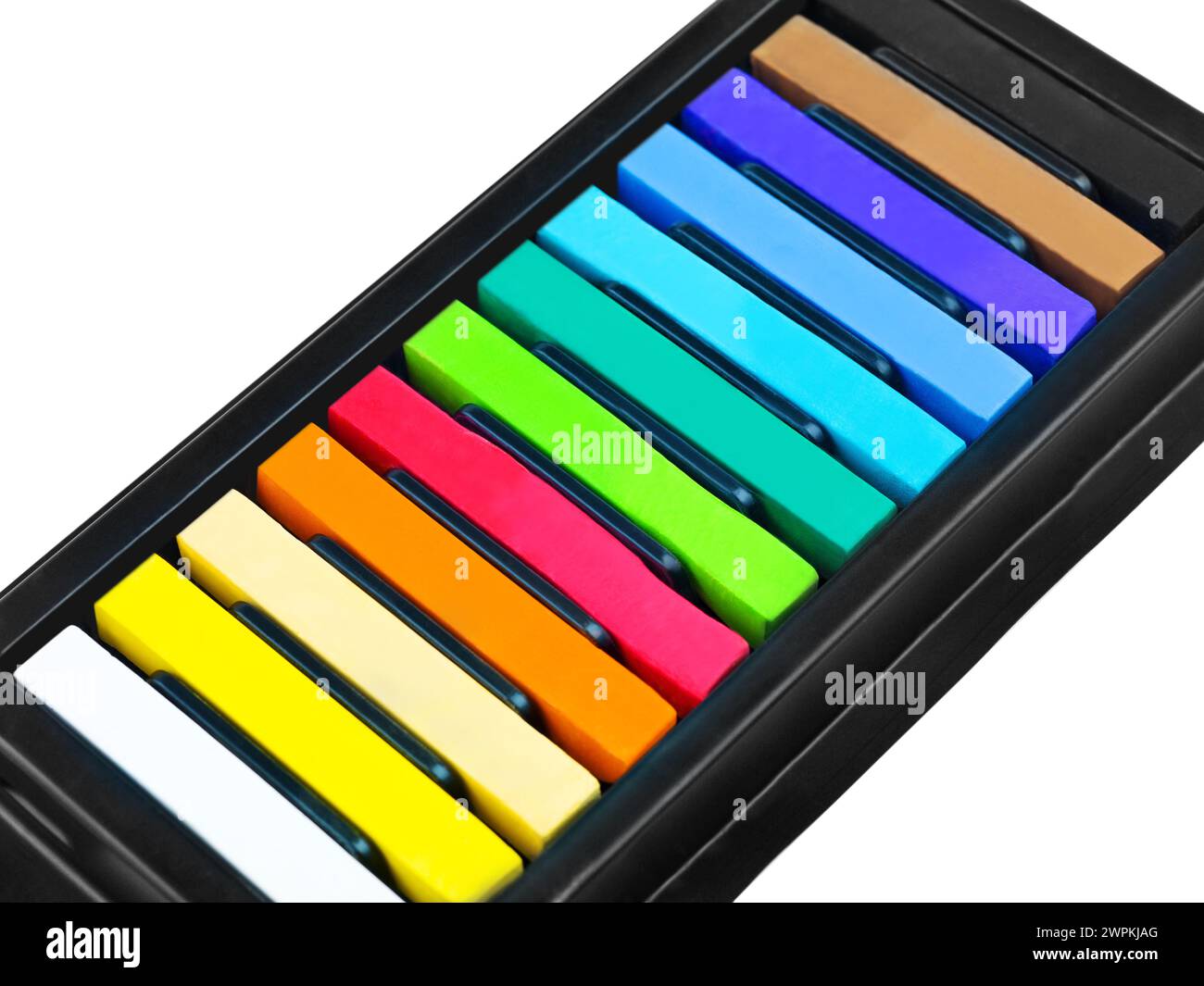 Artist, pastel and color sticks in studio for rainbow or vibrant ...