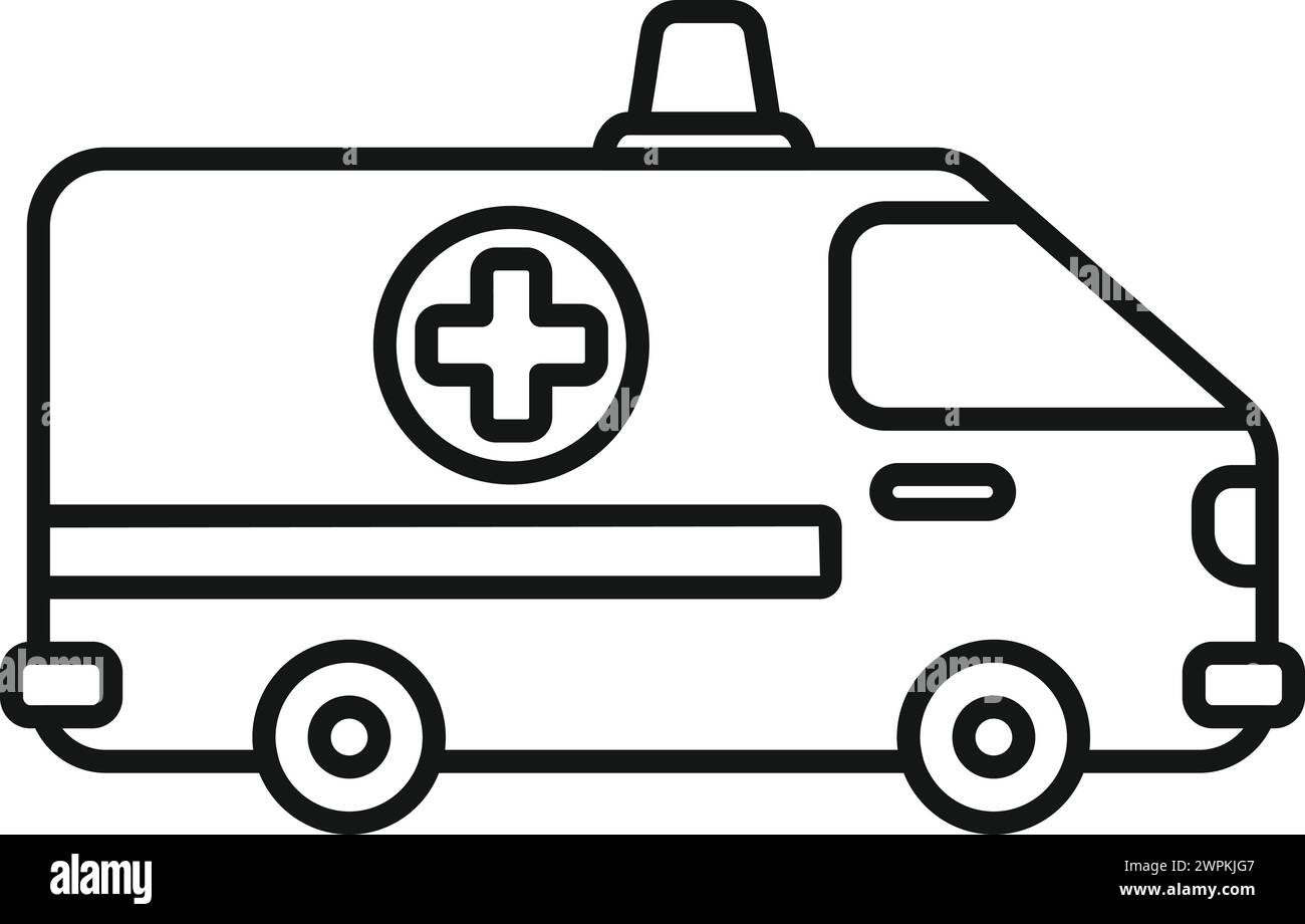 Ambulance car icon outline vector. Patient healthy location. Building ...