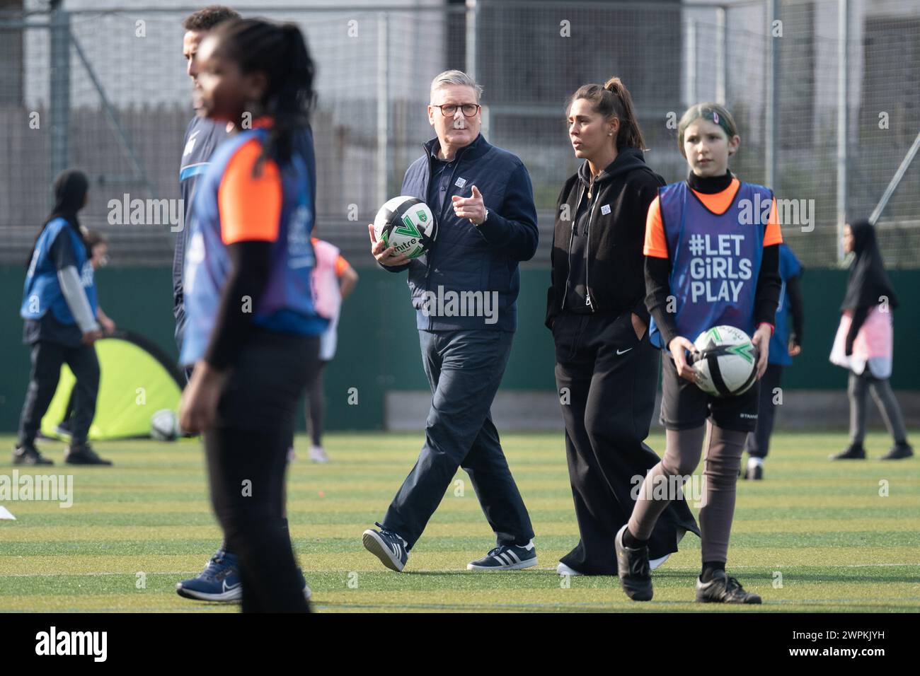 Labour leader Sir Keir Starmer and Lioness Fara Williams during a visit ...