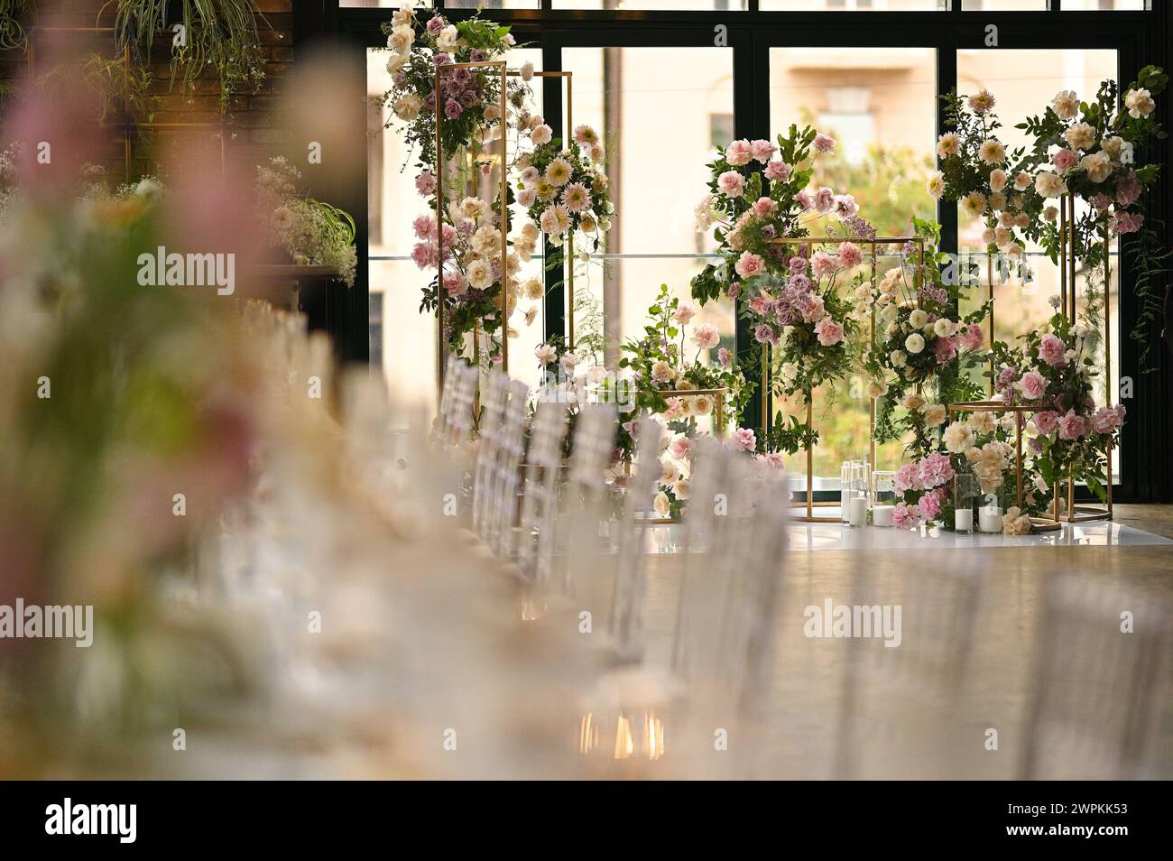 wedding arch of peonies and roses without people Stock Photo - Alamy