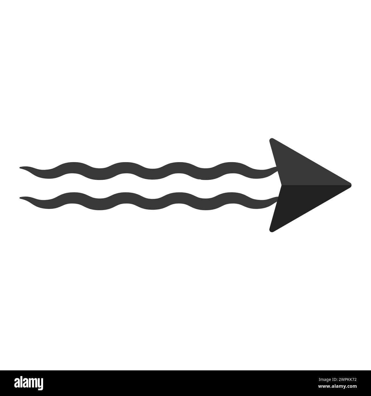 Black arrow pointer cursor, Silhouette wavy arrow, Vector element ...