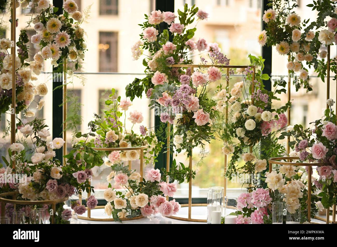 wedding arch of peonies and roses without people Stock Photo - Alamy